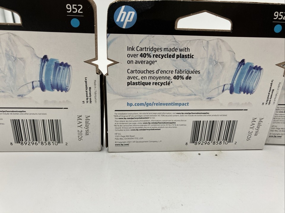 Cyan HP 952 Original Ink Cartridge New/Sealed (Lot of 4) | eBay
