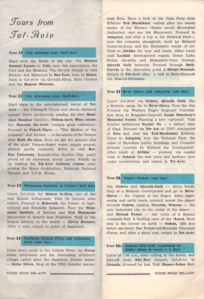 Vintage 1950's Egged Tours Israel - Tel Aviv - Haifa | eBay UK