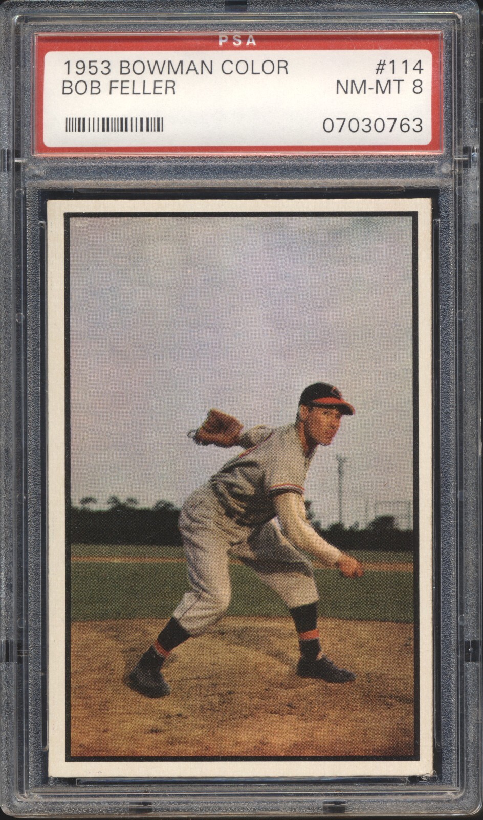 1953 Bowman Color Baseball Bob Feller #114 PSA 8 CLEVELAND INDIANS NM ...