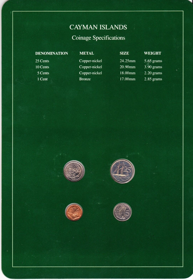 All Nations CAYMAN ISLAND Uncirculated 4 coin set Collection 1987-1990 ...