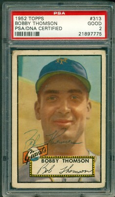 Bobby Thomson 1952 Topps High #313 Autograph ** PSA/DNA ** Vintage Ink ...