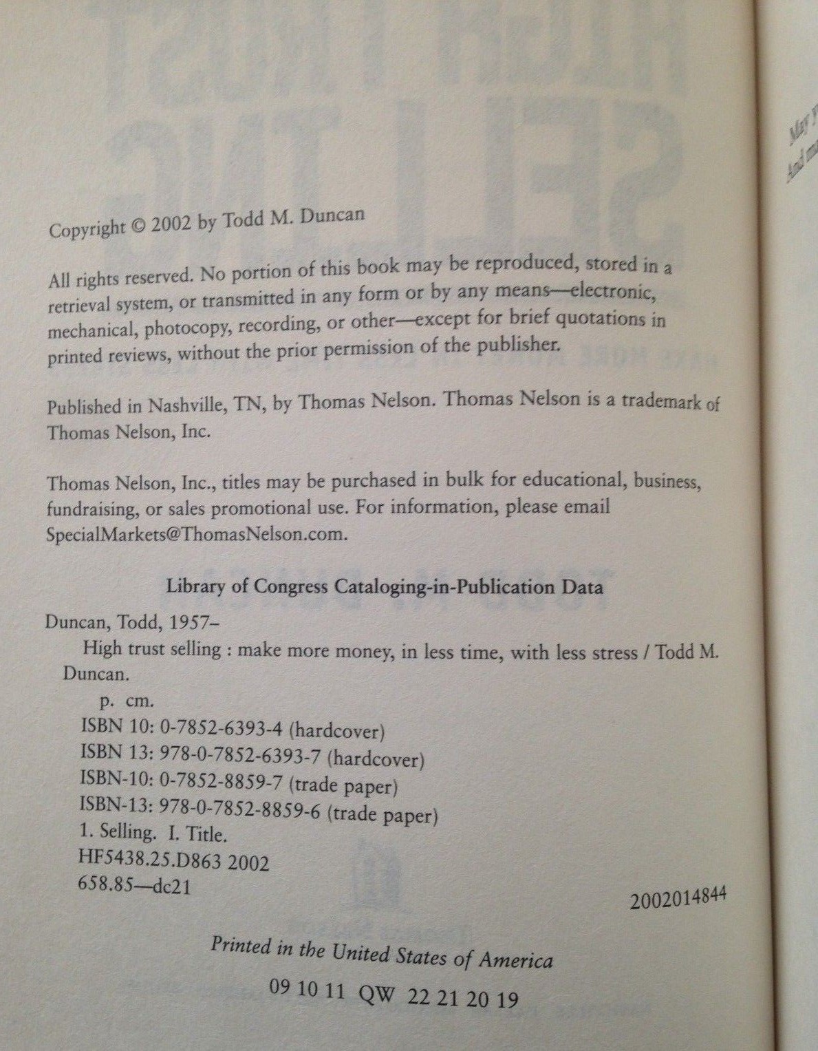 High Trust Selling : Make More Money, in Less Time, with Less Stress by ...