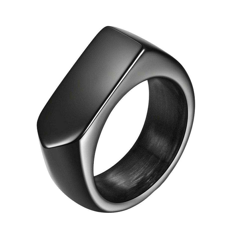 Anti-rust Ring Luster Elegant Titanium Steel Retro with Polished Flat ...