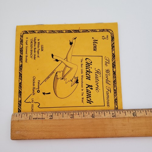 World Famous Historic Chicken Ranch Whore House Brothel Menu Nevada ...