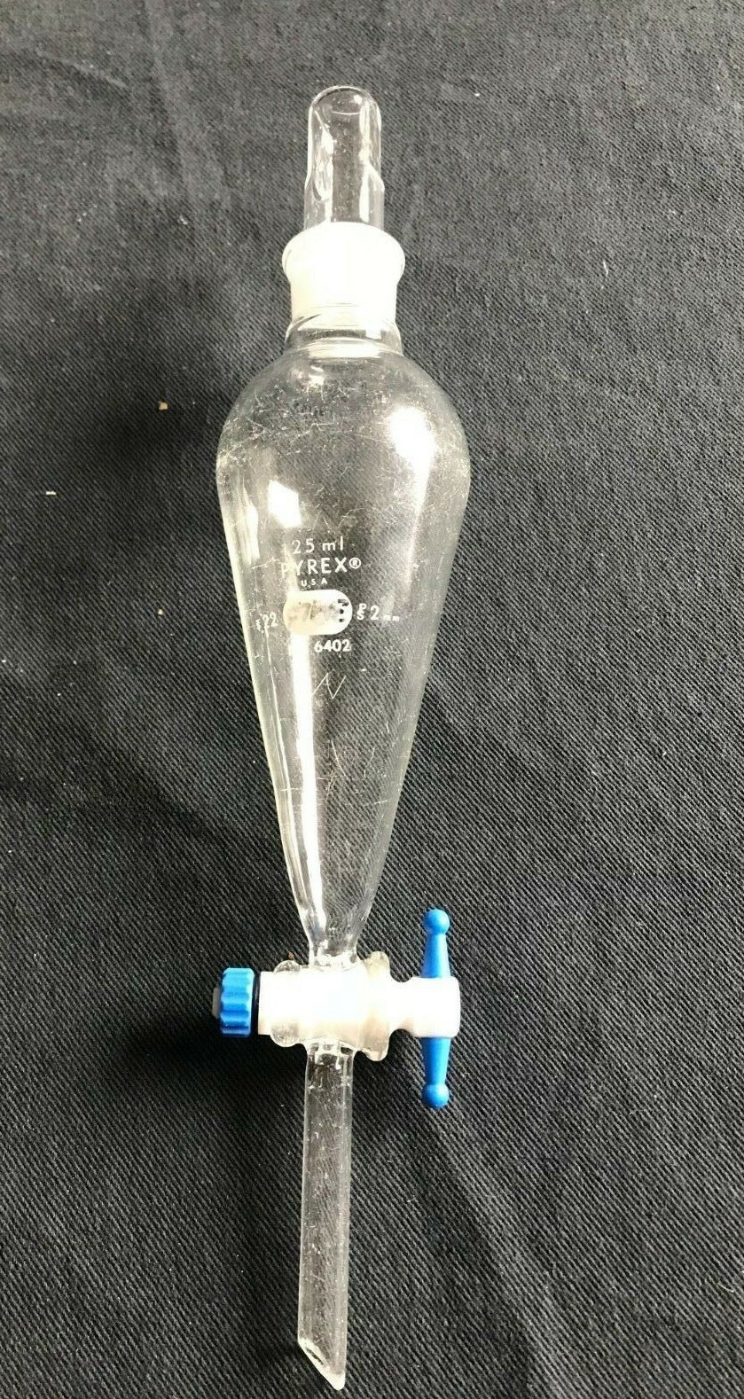 Corning PYREX Glass 125mL Squibb Separatory Funnel 2mm Bore PTFE ...