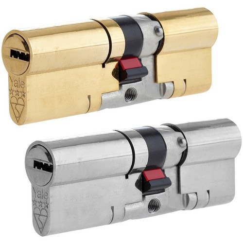 YALE 40/45 85mm PLATINUM CYLINDER LOCKS 3 Star Front Door Brass/Nickel ...
