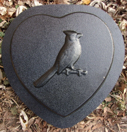Heart plaque plaster cement mold 8.25"x9"Wx3/4" bird cardinal bluejay ...