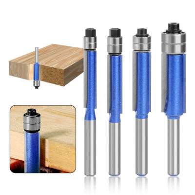 4Pcs 1/4" Shank Flush Trim Top Bottom Bearing Router Bit Set ...