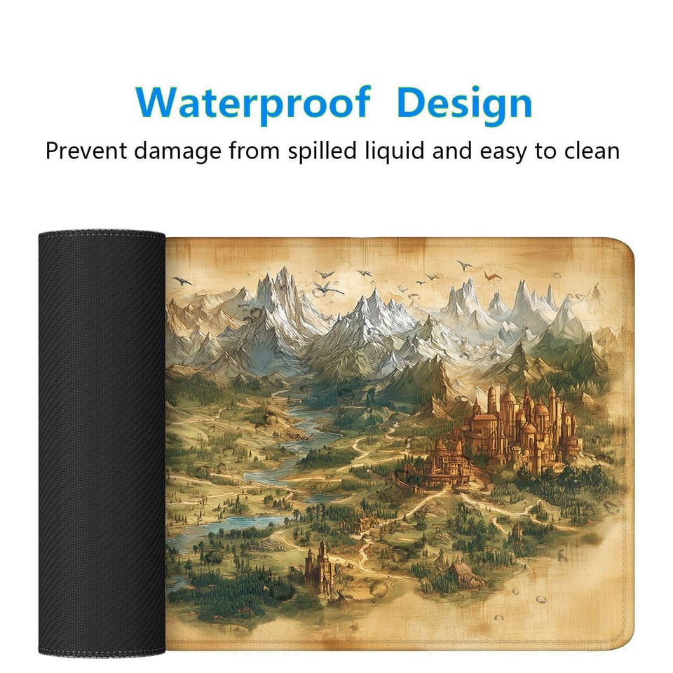 Game Map Gaming Mouse Pad Fantasy Treasure Ancient Scroll Mat 31.5x11.8 ...