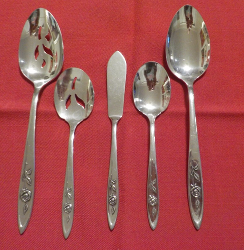 Oneida Community Stainless Flatware - LASTING ROSE Pattern, 5 pc ...