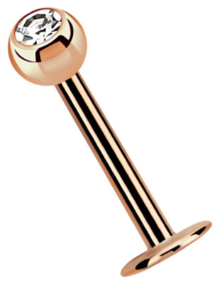 Ear Lip Piercing Jewelry Plug Labret Stud 1.2mm Rosegold + Crystal Ball ...