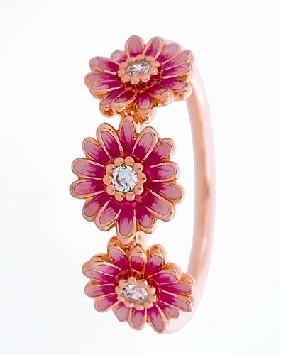 NEW 100% Authentic PANDORA Rose™ 14K Gold Pink Daisy Flower Trio Ring ...