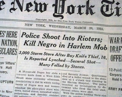 HARLEM RACE RIOT Black Teenage Shoplifter Attacked at Five & Dime 1935 ...