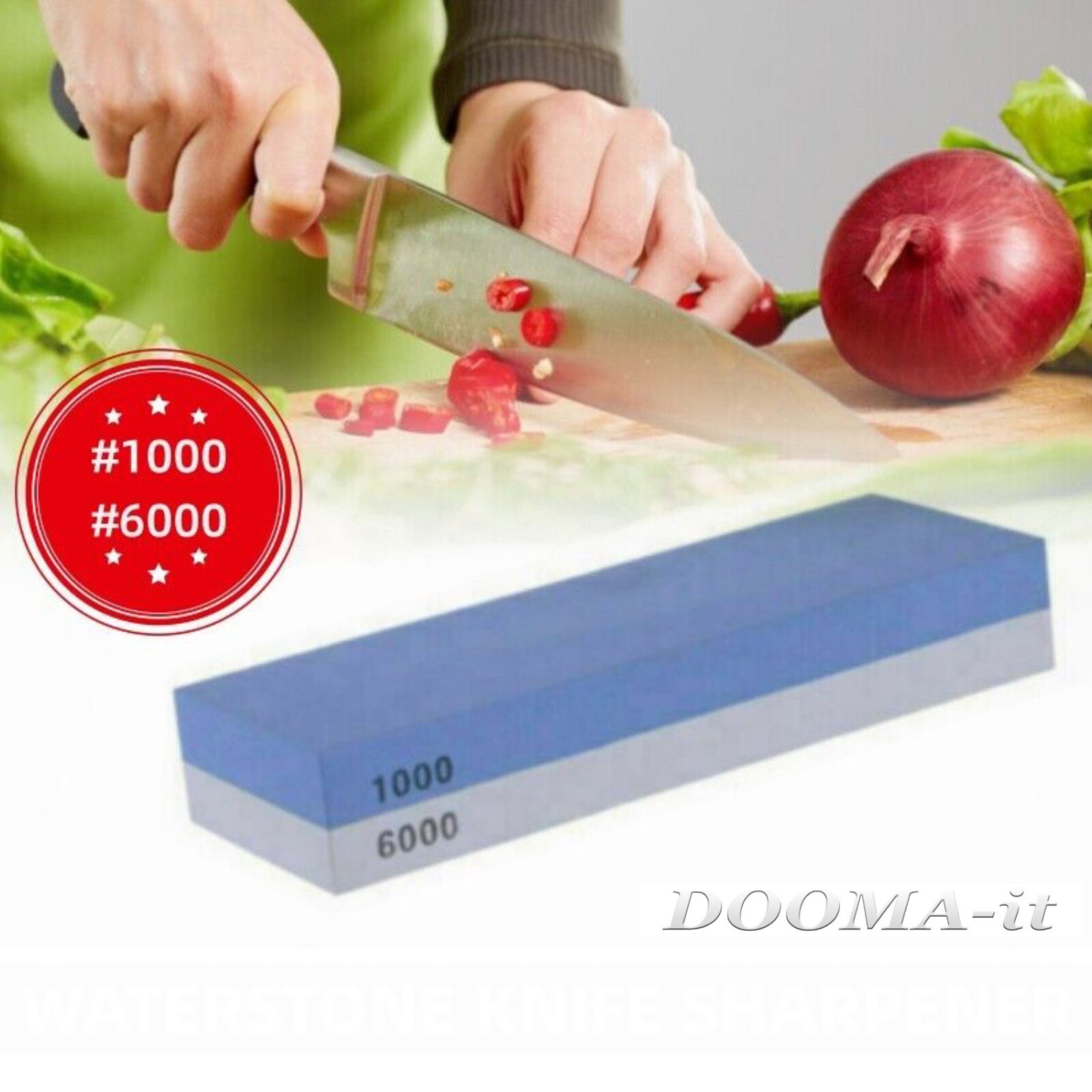 Dual Whetstone Waterstone Knife Sharpening Water Wet Stone Sharpener ...