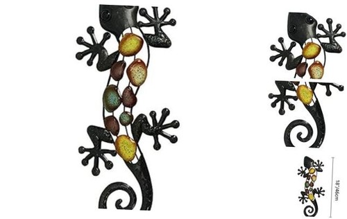 Metal Gecko Wall Art 18'' Outdoor Garden Large Metal Lizard for Fence ...