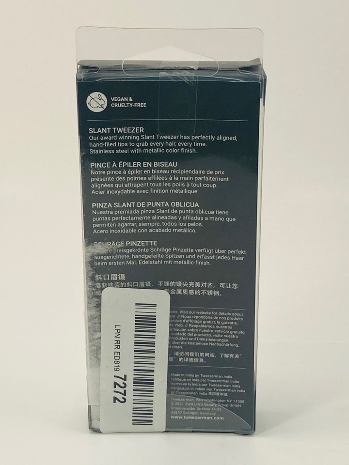 Tweezerman Stainless Steel Slant Tweezer Eyebrow Tweezers Open Box ...