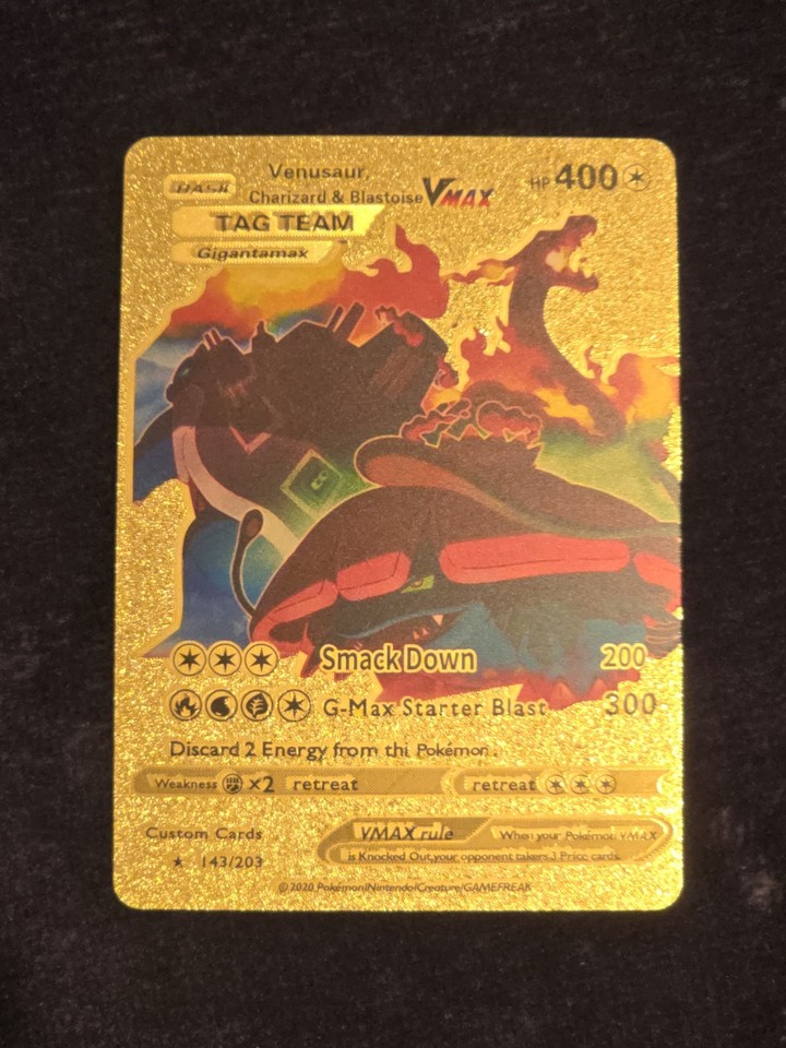 Pokemon Gold Foil Card Venusaur, Charizard & Blastoise VMAX Tag Team | eBay