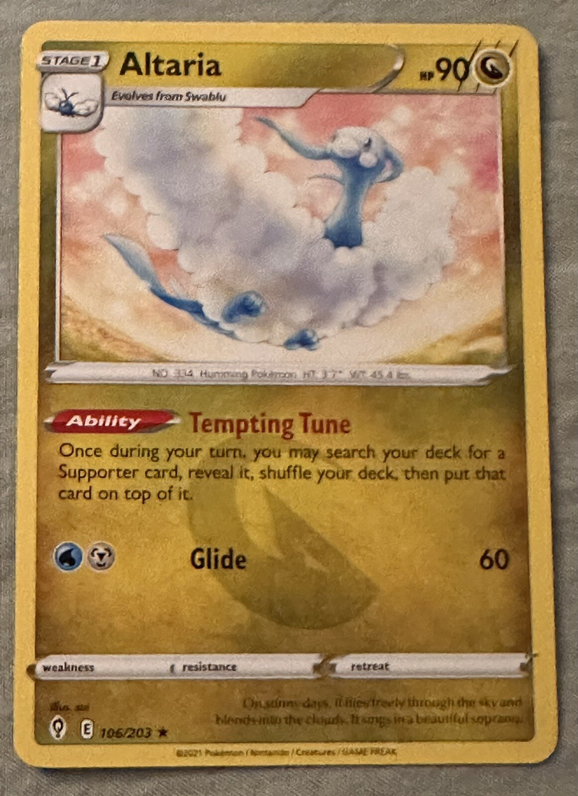 Pokémon TCG Altaria Evolving Skies 106/203 Regular Rare | eBay