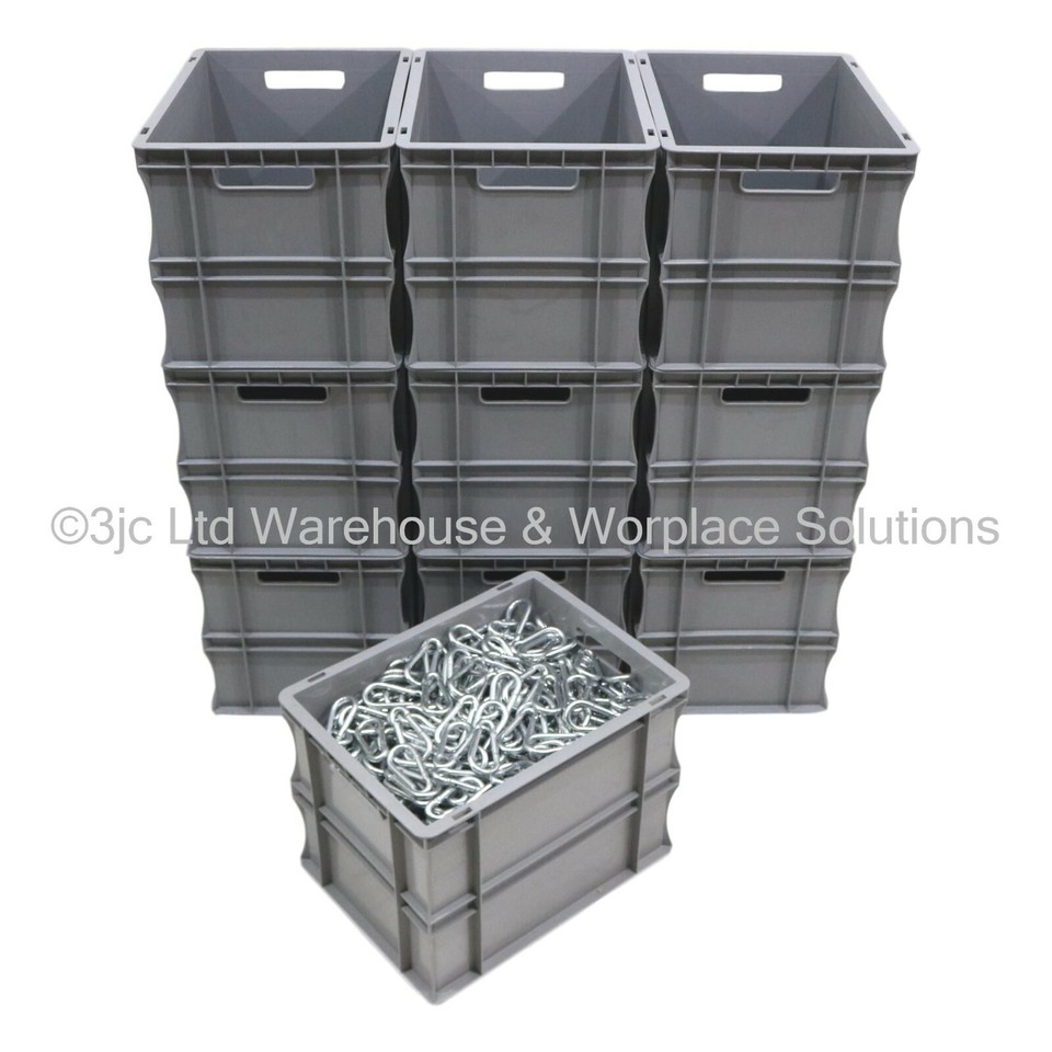 25 Litre Very Strong Grey Plastic Euro Parts Storage Container Boxes ...