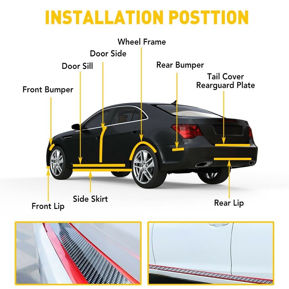 2m Car Door Plate Carbon FiberSill Scuff Anti Cover Scratch Sticker ...