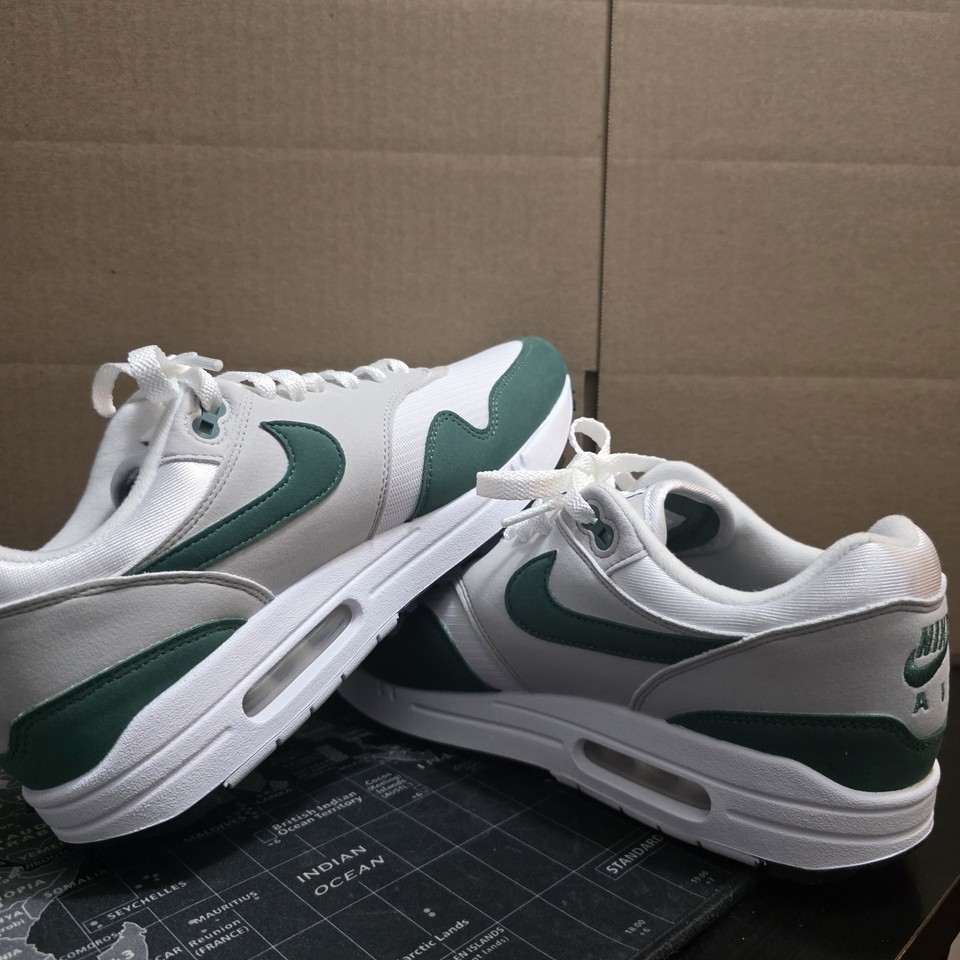 Size 10.5 Nike Air Max 1 Evergreen White Green DC1454-100 Sneaker Shoes ...