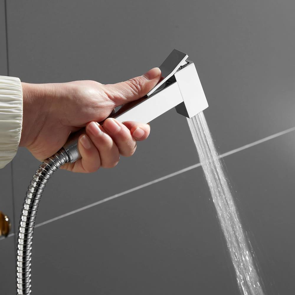 Square Chrome Brass Douche Set Muslim Shattaf Bidet Toilet Spray Shower ...