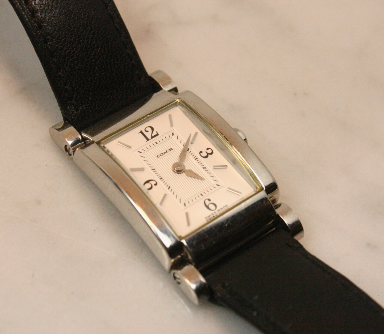 COACH Rectangle Case Woman’s Watch 4 Jewels W014 SWISS | eBay