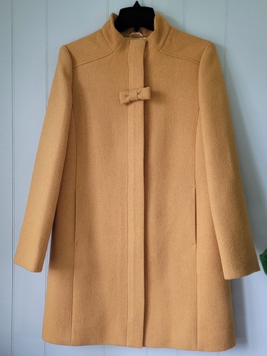 J.Crew Girls Wool Blend Bow Long Coat Size 16 Mustard Yellow Overcoat ...