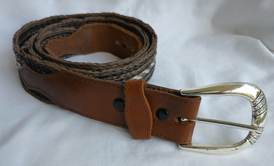 Mens Brushy Creek 1-3/8" Wide Leather Nylon Multicolored Woven Belt ...