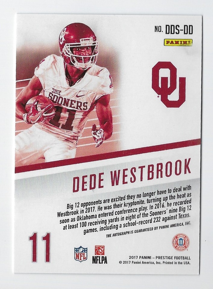 2017 Prestige #DDS-DD Dede Westbrook Draft Day Signatures Auto ...