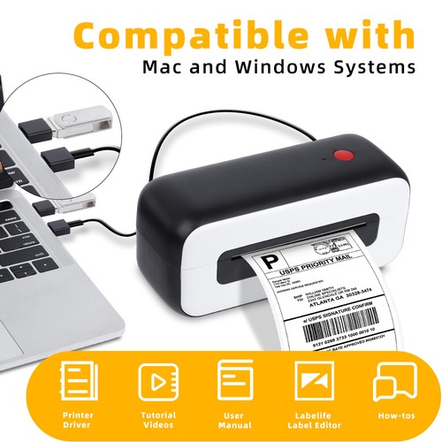 4x6 Thermal Desktop Shipping Label Printer for Small Business Packages ...