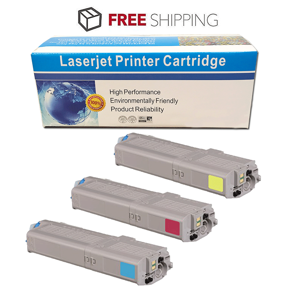 3 PK Cyan Yellow Magenta Tri-Color Toner Combo Set for Okidata Oki C532 ...