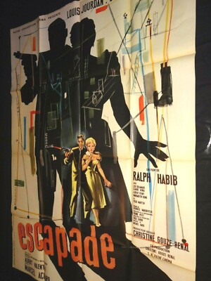ESCAPADE louis jourdan dany carrel rare affiche cinema polar 1957 | eBay