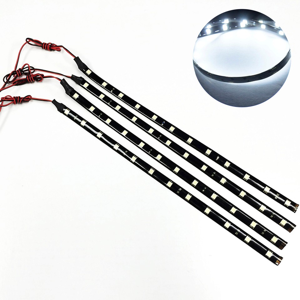 4X 30cm Flexible LED Strip Waterproof 12V Interior Underbody Dash Light ...