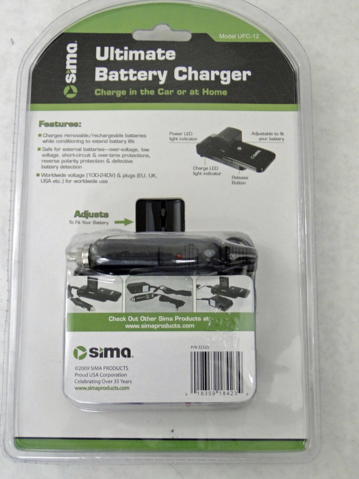 Sima Ultimate Battery Charger, Universal, works at home & in the car ...