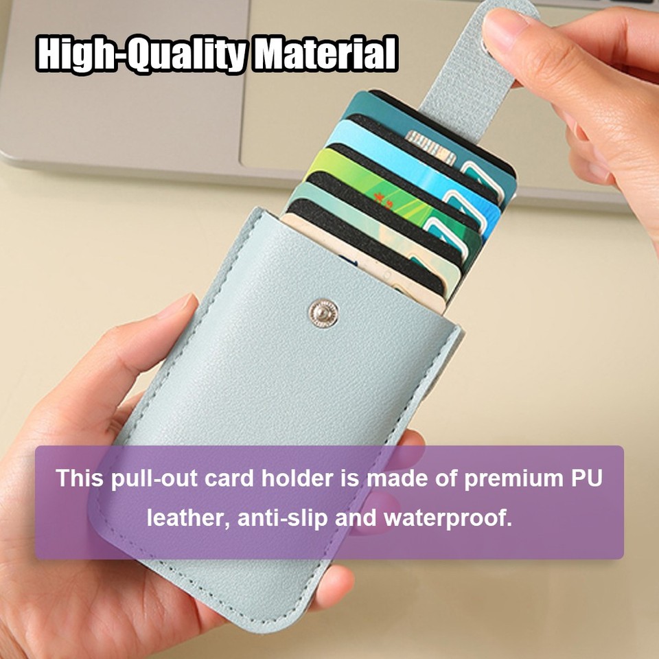 Stackable Pull-Out Card Holder Multi-Card Slots Credit Card Holder PU ...