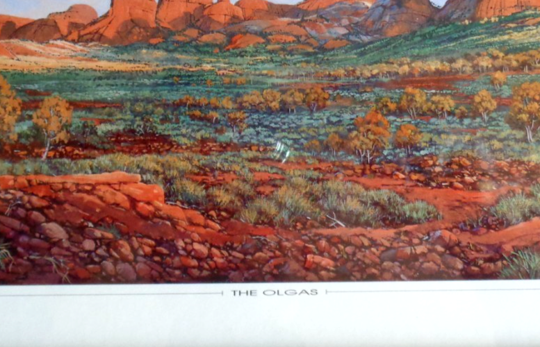 AUSTRALIA BUSH ARTIST DAVID BYARD PRINT THE OLGAS PROF MAT & WOOD FRAME ...