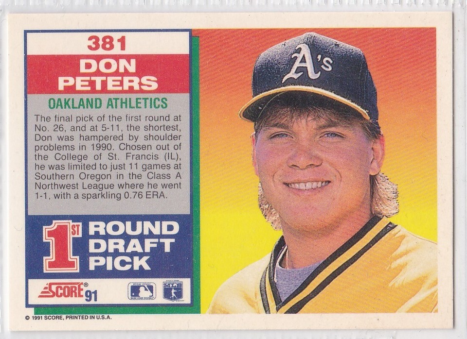 M) 1991 Score Baseball Trading Card - Don Peters #381 | eBay