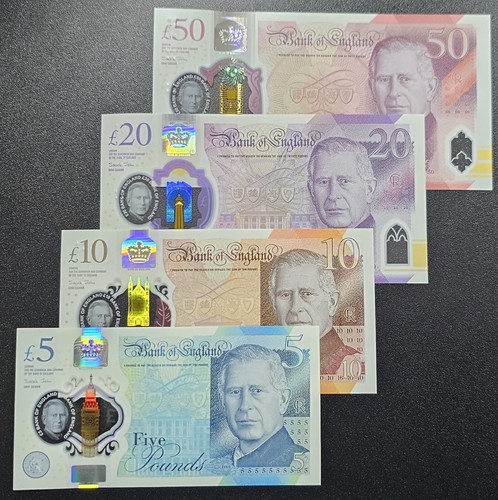 NEW KING CHARLES III BANKNOTES - UK - UNC - 2024 - WHOLE SET £5 £10 £20 ...