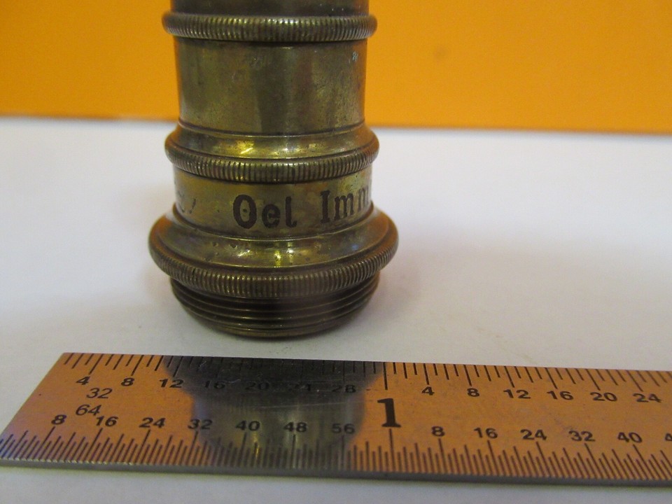 ANTIQUE BRASS ERNST LEITZ 1/12 OBJECTIVE MICROSCOPE PART AS PICTURED ...