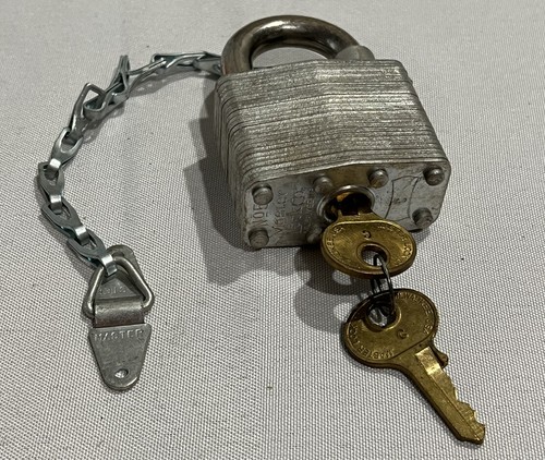 Vintage #5 Master Lock Set Padlock Chain & Keys | eBay