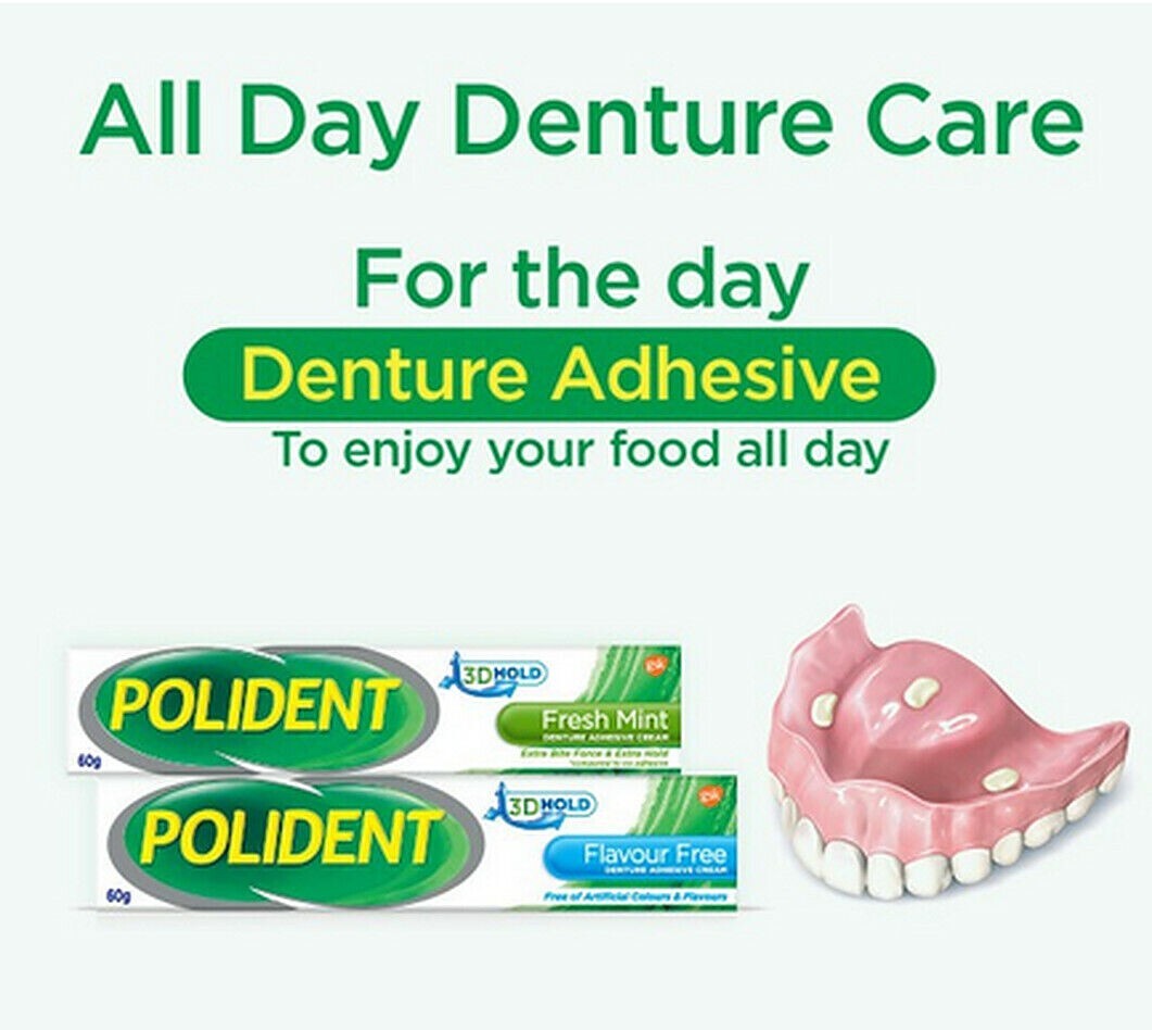 POLIDENT DENTURE Adhesive Cream Fresh Mint 60g X 4 pcs | eBay