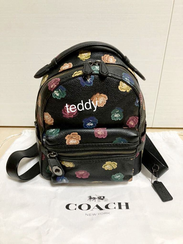 Rare Rare Beauty COACH Backpack With Rose Print Rain… - Gem