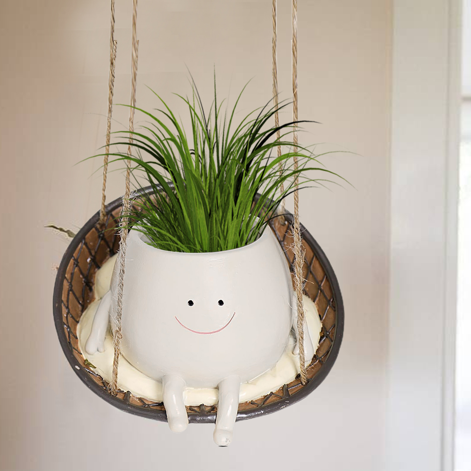 Smiling Expression Flowerpot Plant Pot Smile Face Swing Planter Set for ...