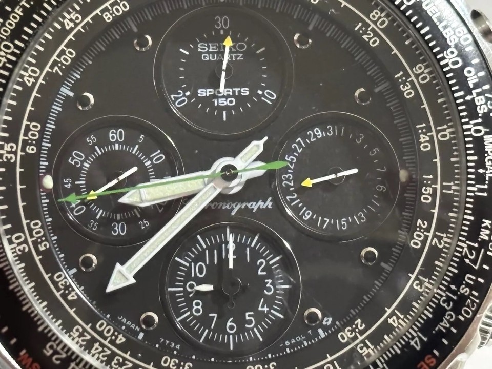 Reloj Seiko Flightmaster De Colección 7t 34. Aguja Verde, Impecable ...