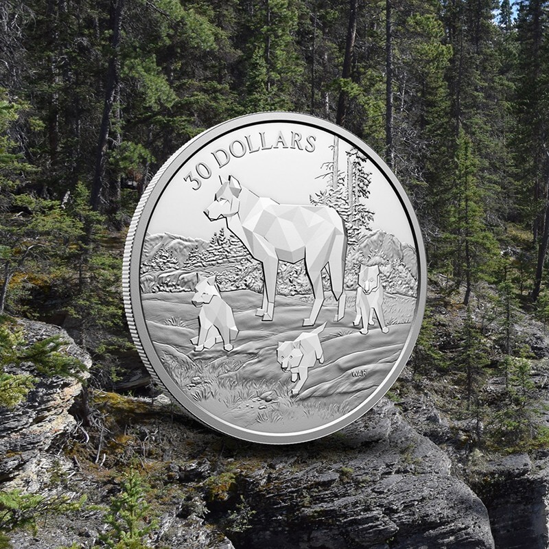TIMBER WOLVES MULTIFACETED 2024 CANADA 2oz .9999 Pure Silver Proof $30 ...