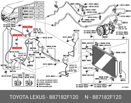Genuine OE clamp piping, 887182F120 for TOYOTA 88718-2F120 | eBay.de