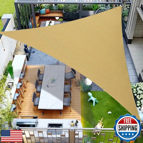 20' x 20' x 20' Triangle Sun Sail Shades Canopy UV Block Sun Shades ...