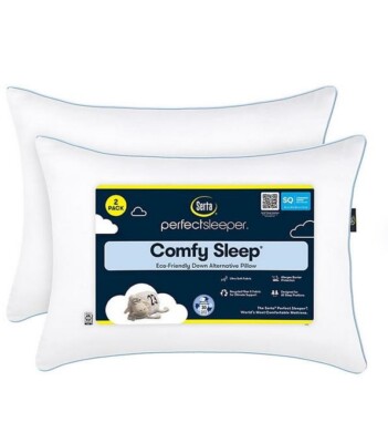 Serta Perfect Sleeper Comfy Sleep Eco-Friendly Bed Pillow, 2 Pack ...