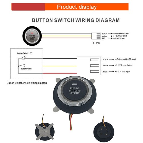 Universal 12V Car Keyless Entry Engine Start Alarm System Push Button ...